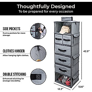 Haning Closet Organizer - Declutter Your Dresser & Wardrobe with This Sturdy, Multi-Compartment Storage Solution - Keep Your Clothes Fresh & Accessible