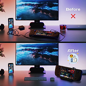MEPATEM Steam Deck Dock Stand, Dock Base for Steam Deck Console, Steam Deck Accessories with 90°Angle USB-C Cable, 45W Fast Charger Docking Station, Anti-Slip Holder for Valve Steam Deck
