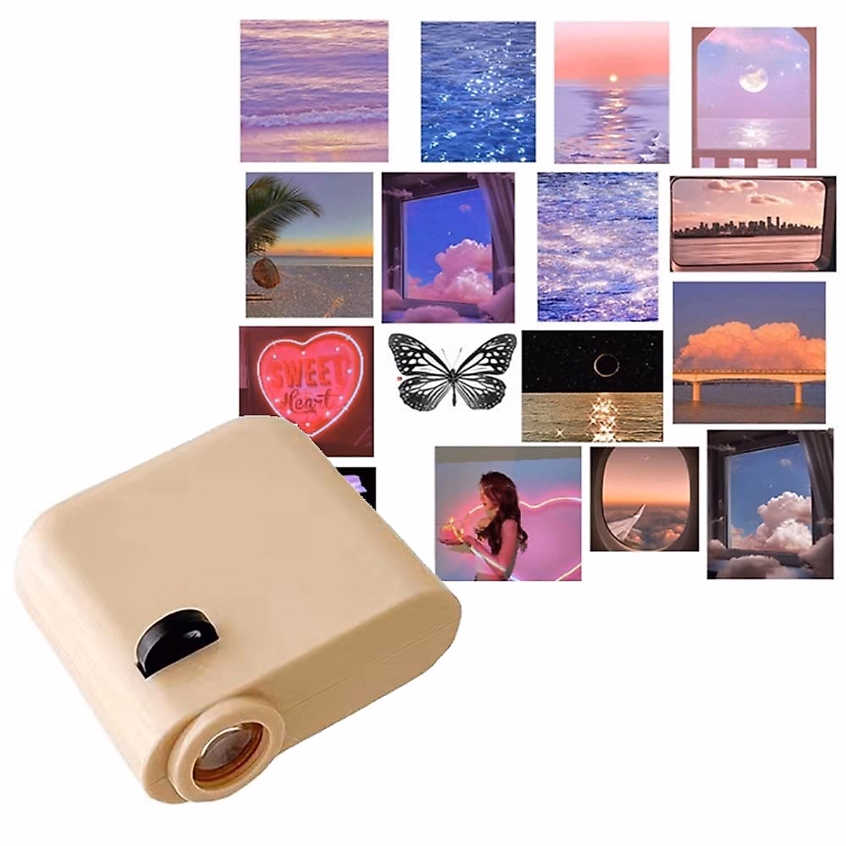 Oligage Creative Projection Lamp Moon Butterfly Projector Night Light Photo Prop Background Wall Art Lights Party Decoration Birthday