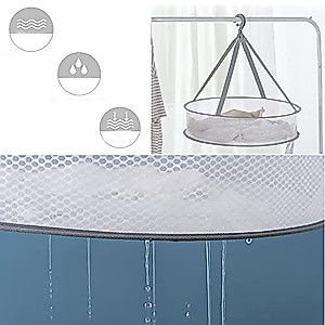 UtySty 2 Pack Drying Rack Clothing Collapsible Laundry Basket 23'' Folding Hanging Dry Net Mesh Dryer with Hook for Clothes Drying Household Lingerie Sweater Blouse Herb (1Tier+2Tier)