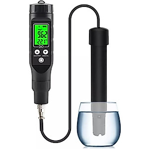 Generic Dissolved Oxygen Meter, Digital Oxygen Test Kit Analyzer, DO Probe with ATC for Aquarium, Measurement Range: 0‑30mg/L 6 Replaceable Electrode Tips, 30ml Electrode Filling Fluid