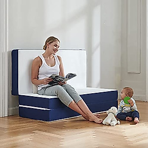 Molblly 3 inch Memory Foam Trifold Mattress Topper with Washable Cover, Portable Tri Folding/Foldable Mattress Guest Bed for Camping, Narrow Twin - 31"x 75"x 3"