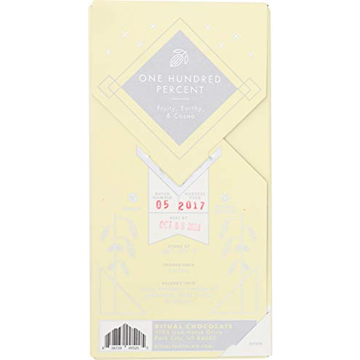 RITUAL CHOCOLATE 100% Cacao Bar, 1 EA