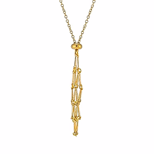 Tyniffer Crystal Holder Necklaces Cage Real Natural Gemstone Necklace Holder Adjustable Gold and Silver Cage Necklace for Women Men (Large, No Stone, Gold)