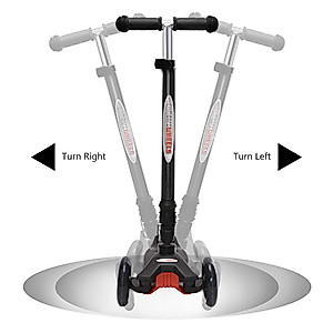 ChromeWheels Scooters for Kids, Deluxe Kick Scooter Foldable 4 Adjustable Height 132lbs Weight Limit 3 Wheel, Lean to Steer LED Light Up Wheels, Best Gifts for Girls Boys Age 3-12 Year Old, Black