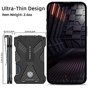 Oaridey Men's Ultra-Thin Aluminum Wallet with RFID Blocking, Black, 15 Card Slots