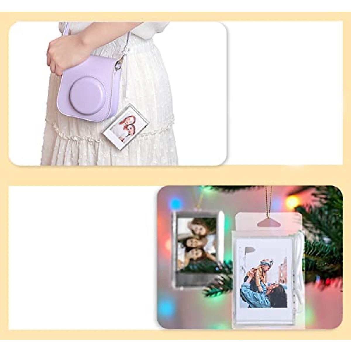 QUEEN3C Mini Photo Holder Storage Case for Fujifilm Instax Mini 11/9/8/7/7+/EVO Instant Camera Film Accessories 3 inch Photo Pouch, Photo Holder Protective Case with Wrist Lanyard. ( 2 pack )