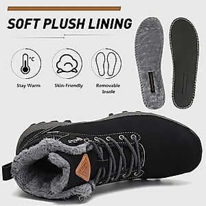 Mishansha Winter Boots for Men Women Waterproof Snow Boots Warm Lined Non Slip Hiking Boot Black 11.5 Women/10 Men