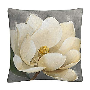 Trademark Fine Art Magnolia Blossom on Gray by Albena Hristova, 16x16 Decorative Throw Pillow