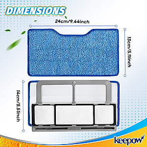 KEEPOW Reusable Vacmop Replacement Pads Compatible with Shark Vac Mop VM252 VM200 VC205 VM250 VM190 VM200P12, Vacuum Mop Pads Refills for Hardwood Floor with Upgraded Dirt Chamber, Blue, 2+1+1 Pack