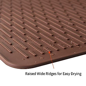 Kinlink Silicone Dish Drying Mats 2 Pack - 18x16 Large Dishwasher Safety Counter Pad for Faster Drying, Kitchen Dish / Dish Draining / Sink Mat, Heat Resistant Trivet, Brown