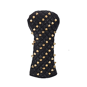 Stud Spike Gold Premium Golf Driver Headcover (Black)