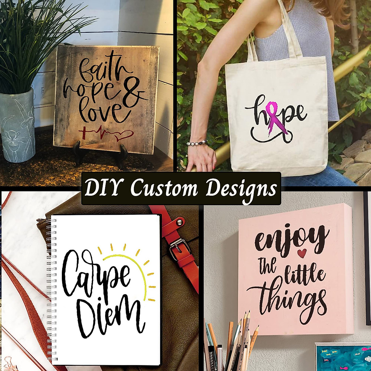 16 Piece Inspirational Word Stencil Set - Stencils for Painting on Wood - Quotes Include Dream, Faith Hope Love - Stencils for Painting on Canvas, Stencils for Crafts Reusable for Signs and Fabric