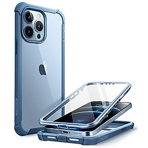 Clayco Forza Protective Case for iPhone 13 Pro Max 6.7 inch (2021 Release), Built-in Screen Protector, Dual Layer Rugged Cover with Full-Body Soft TPU Bumper (Azure)