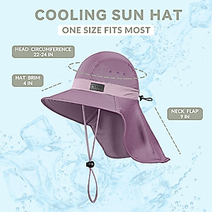 Sukeen Cooling Sun Hat for Men Women UPF50+ Wide Brim Fishing Hat with Neck Flap Adjustable Foldable Bucket Hat for Hiking Purple