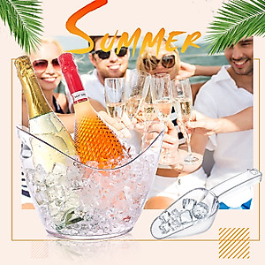 Ice Bucket for Parties 2 Pcs 4 Liter Beverage Tub Ice Tub Wine Beer Drink Buckets for Parties Mimosa Bar Clear Plastic Champagne Acrylic Ice Bucket with Scoop for Cocktail Beer Bottle