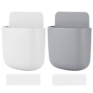 Cosmos Pack of 2 Remote Control Holder Wall Mount Adhesive Phone Holder Wall Mount Storage Organizer Box Phone Charging Storage Box for Home Office Bedroom Living Room