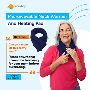 SunnyBay Microwavable Heating Pads, Microwavable Moist Heated Neck and Shoulder Wrap, Versatile Weighted Beanbag Cold Pack or Warm Compress, 2.5 lbs, 26x5 Inches, Navy Blue