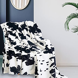 Cow Print Throw Blanket Light Weight Fleece Blanket with Cow Print Couch Sofa for Boys Girls Adults Student (50x60 inch)