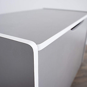 Humble Crew Storage Toy Box with Hinged Lid, Grey/White