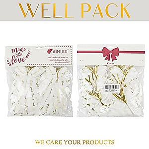AIMUDI White Bows with Twist Tie for Wedding Favors White and Gold Bows I Love You Ribbon Bows for Gift Wrapping Premade Bows for Treat Bags Candy Apple Valentine's Day Bridal Shower -50 Counts