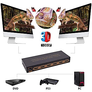 4K@60Hz HDMI Switch 5 Port Awakelion Premium 5 in 1 Out 4K HDMI Switcher with IR Remote Support Auto-Switch, HDMI 2.0,HDCP 2.2,UHD,HDR,Full HD,3D,1080P(Upgraded Version)…