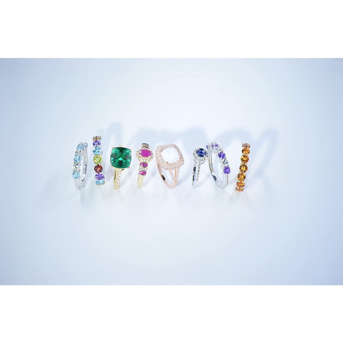 Tirafina Amethyst and Lab-Created White Sapphire Band Ring, Alternating Stones, Sterling Silver, (3.5mm stone)