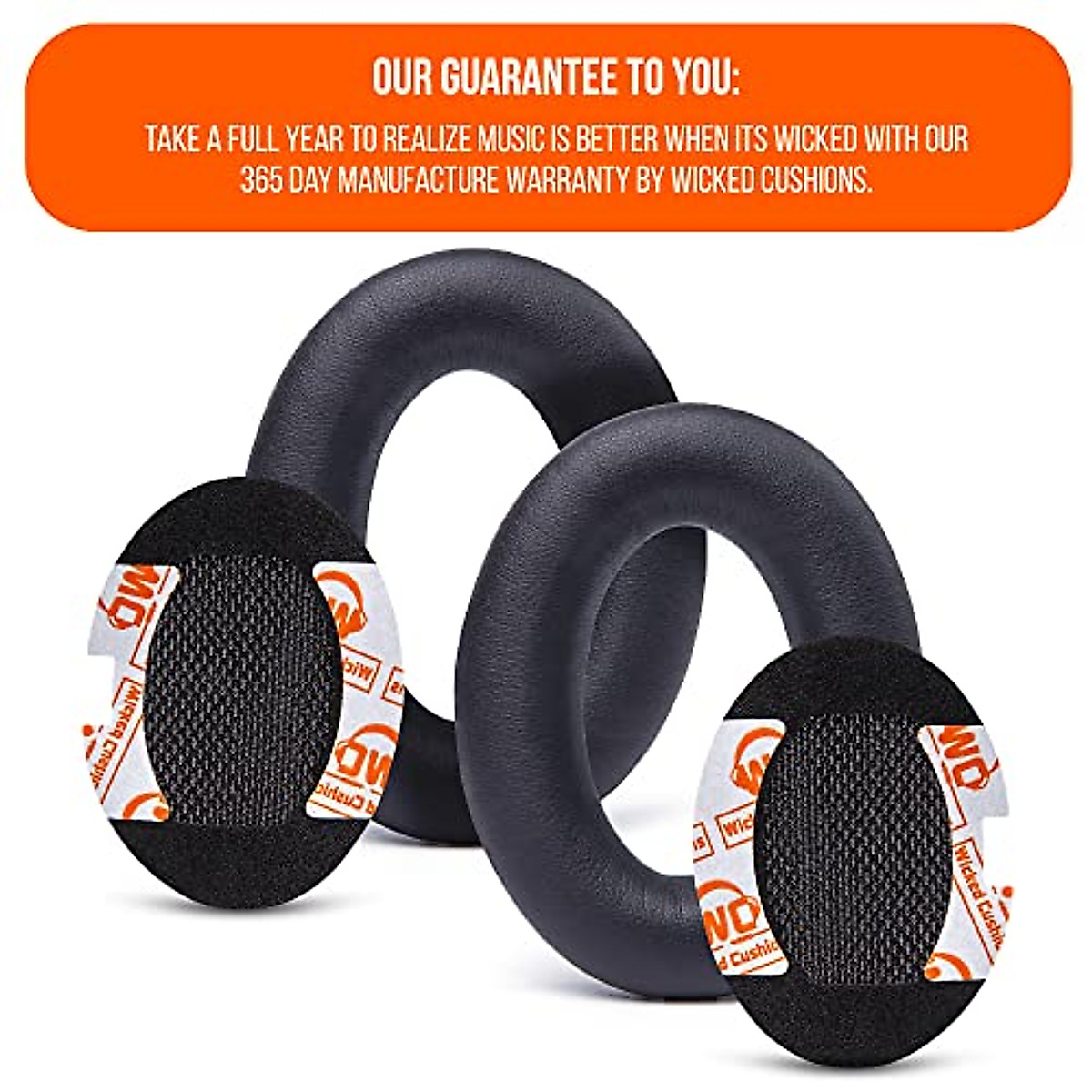 WC Upgraded Replacement Ear Pads for Bose QC15 Headphones Made by Wicked Cushions- Supreme Comfort - Compatible with QC25 / QC2 / AE2 / AE2i / AE2W - Extra Durable | (PU Leather)