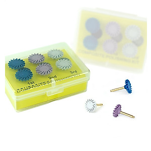 Dental Composite Resin Polishing Disc Polishe Wheels Brush Rubber Disc Kit Spiral Tooth Polisher Diamond System 6PCS