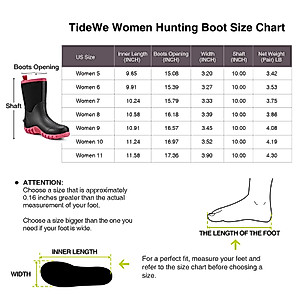 TIDEWE Rubber Boots for Women, 5.5mm Neoprene Insulated Rain Boots with Steel Shank, Waterproof Mid Calf Hunting Boots, Sturdy Rubber Work Boots for Farming Gardening Fishing (Black Size 9)