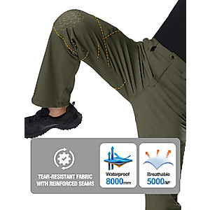 FREE SOLDIER Men's Fleece Lined Outdoor Cargo Hiking Pants Water Repellent Softshell Snow Ski Pants with Zipper Pockets (Army Green 40W x 32L)