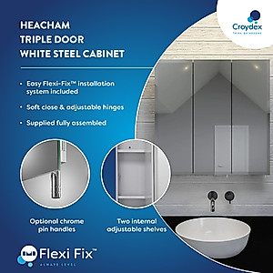 Croydex Heacham 30-Inch x 30-Inch Triple Door Tri-View Cabinet with Hang 'N' Lock Fitting System