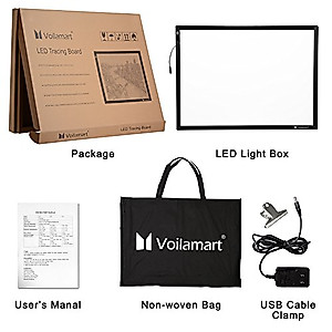 Voilamart A3 Portable Tracing Light Box, Ultra-Thin LED Light Board, Sketch Drawing Light Pad, Dimmable Brightness Light Board, 3-Level Artists Light Box with Carry Bag for Drawing Sketching Animation