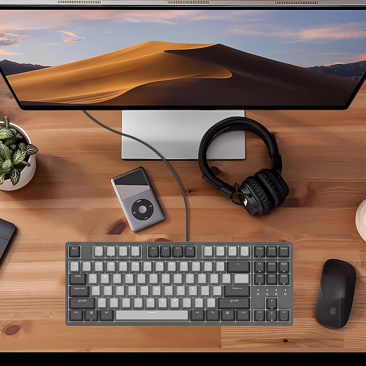 DURGOD K320 Corona White Backlit TKL Mechanical Keyboard | 87 Keys Tenkeyless | USB C Wired | Doubleshot PBT Keycaps | Programmable Keys | NKRO Rollover | Windows & Mac (Corona, Cherry Brown)