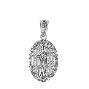 Fine 925 Sterling Silver CZ-Accented Saint Patrick Oval Medal Pendant (1")