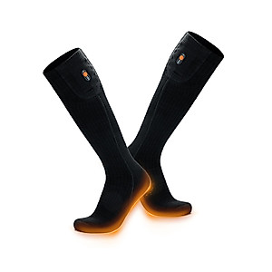ORORO Heated Socks for Men Women, Rechargeable Electric Socks for Cold Feet(Black,S)