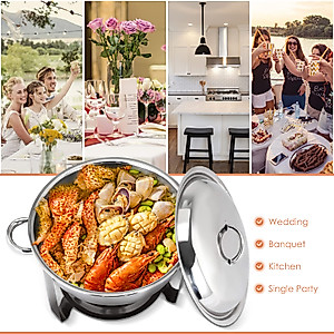 GRANDMA SHARK 4 Set Upgraded 5Qt Full Size Stainless Steel Chafing Dish Round Chafer Buffet Catering Warmer Set W/Food and Water Pan, Lid, Solid Stand and Fuel Holder …