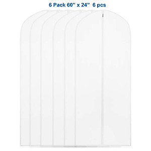6 Pack - SimpleHouseware 60-Inch Translucent Garment Bags with Zipper for Suits, Dresses, Costumes, Uniforms