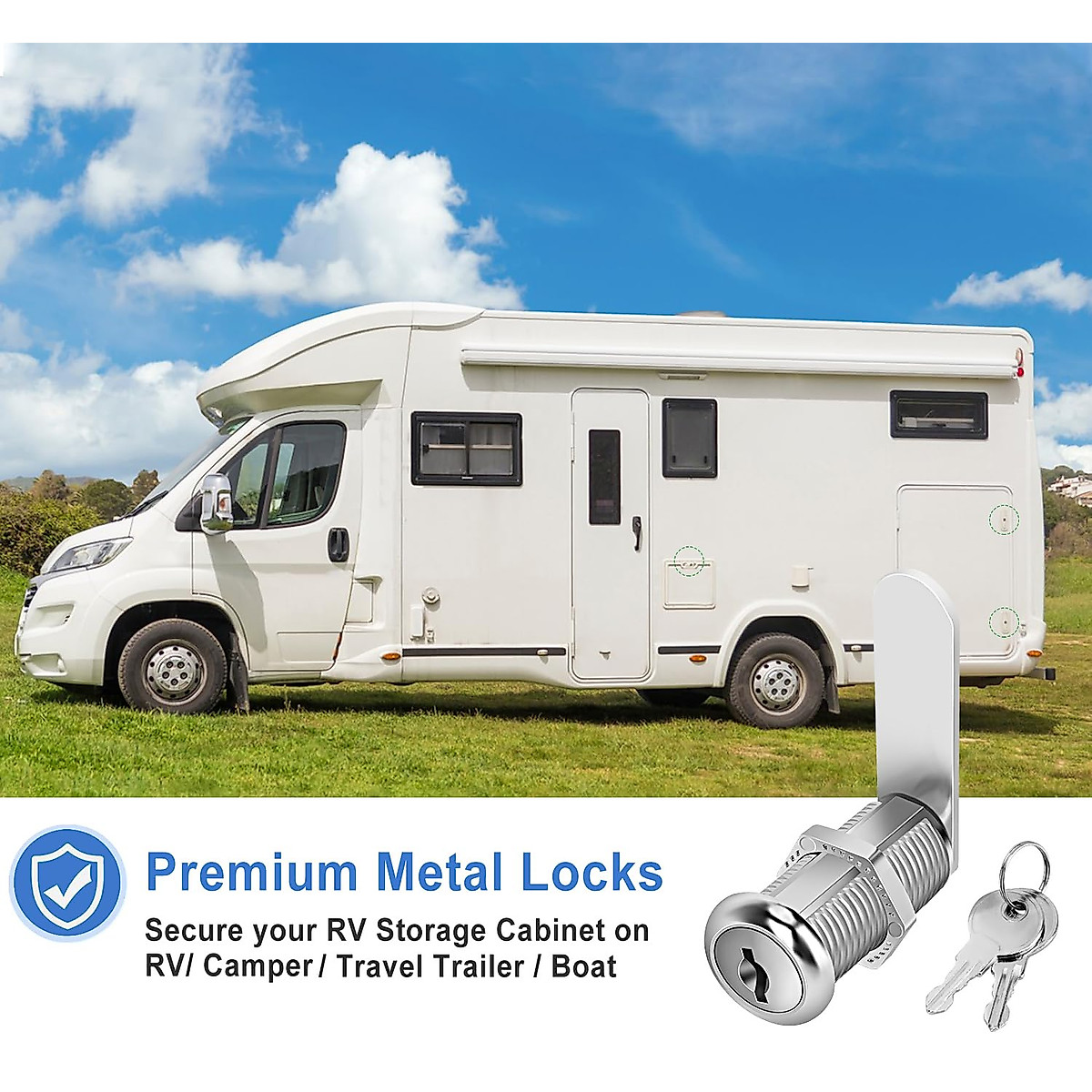 Cylinnda Cabinet Locks with Keys, 1-1/2" Long Cam Locks keyed Alike, Cabinet Cam Lock Set for Cabinets RV Storage Locks Tool Box Lock Thick Drawer, Zinc Alloy (2 Pack, 1-1/2 Inch)