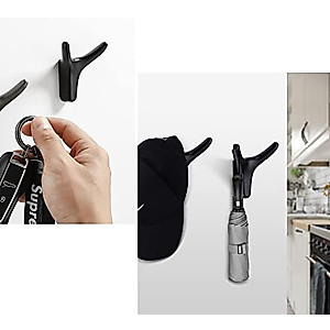 2 Pcs Black Horn Coat Hooks Wall Mounted, Heavy Duty Metal Double Wall Hooks for Hanging Coat Towel Hat etc, Great Modern Decoration Coat Hook for Bedroom Entryway Bathroom Wall Door,Large Load 40lb