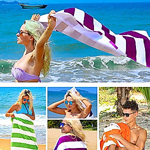 Exclusivo Mezcla 2-Pack 100% Cotton Oversized 35"x70" Cabana Stripe Beach Towels, Super Absorbent Soft Plush Pool Towel, Bath Towel (Red)