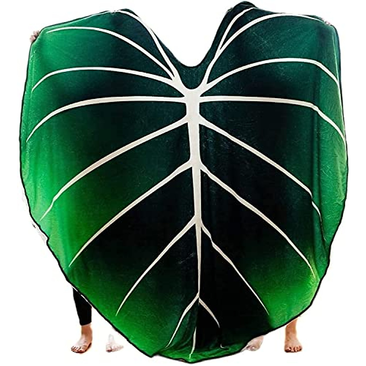 Leaf Blanket , Big Green Leaf Blanket Shape,Soft Plush Flannel Throw Decorative Leaves Design for Plant Lovers Bed Couch and Sofa(60x90INCH)