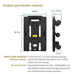Kampeaburr Folding Hand Truck 5-Wheel Folding Trolley TPR Wheel 360° Rotating Dolly, Maximum Load-Bearing 330 LB Folding Hand Dolly for Shopping, Business Travel, Cargo Handling, Home Office.