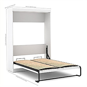 Pemberly Row Puq Easy-Lift Dual Piston Full Size Murphy Wall Bed in White