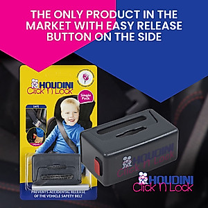 Houdini Click N Lock Car Seat Buckle Guard I Seatbelt locks for Kids and Adults with Special Needs I Child Seat Belt Buckle Cover that Prevents the accidental release of the seat belt buckle I NZ Made