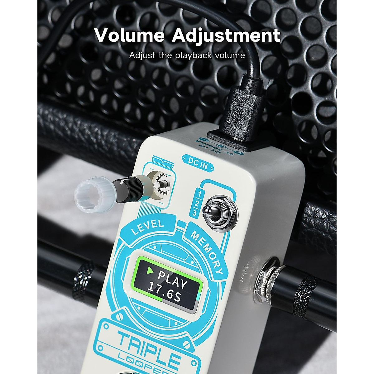 Donner Triple Looper Guitar Pedal, 90 mins Looping Time Loop Pedal with Screen, 3 Loops Looper Pedal with Unlimited Overdubs Undo/Redo