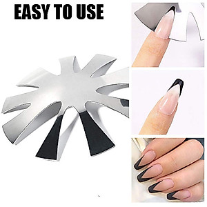 Silver Acrylic French Nails Nail Cutter Almond Shape Tips Manicure Edge Trimmer Pro 9 Size Easy French Smile Cut V Line Easy French Cutter Nail Art Tool Kit Acrylic Nail Tools