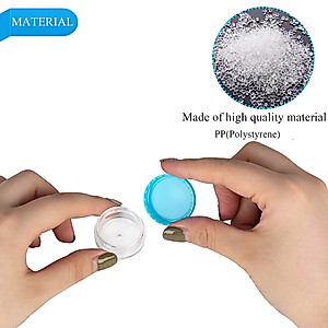 50PCS 3 Gram Sample Containers, 3ml Empty Jars with Lids, Small Cosmetic Containers, Mini Sample Jars with 4PCS Mini Spatulas for Make Up, Oils, Lotion, Powder, Paint, Jewelry, Lip Balms(Blue Lid)