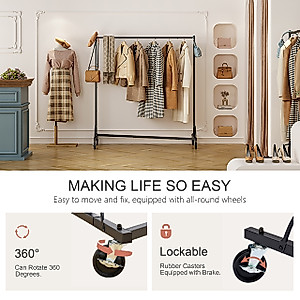 Hoctieon 2-Set Z Rack Set of 2, Rolling Clothing Racks with Z-Base, Heavy Duty Garment Racks Set of 2, Clothes Rack on Wheels With Brakes, Clothes Organizer Rack Set of 2, Black