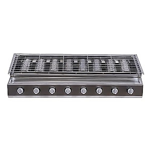 8 Burners Gas BBQ Grill, Stainless Steel Patio Garden Barbecue Grill Height Adjustable for Restaurants, Barbecue Restaurants, Food Stalls, Buffets, Snack Bars
